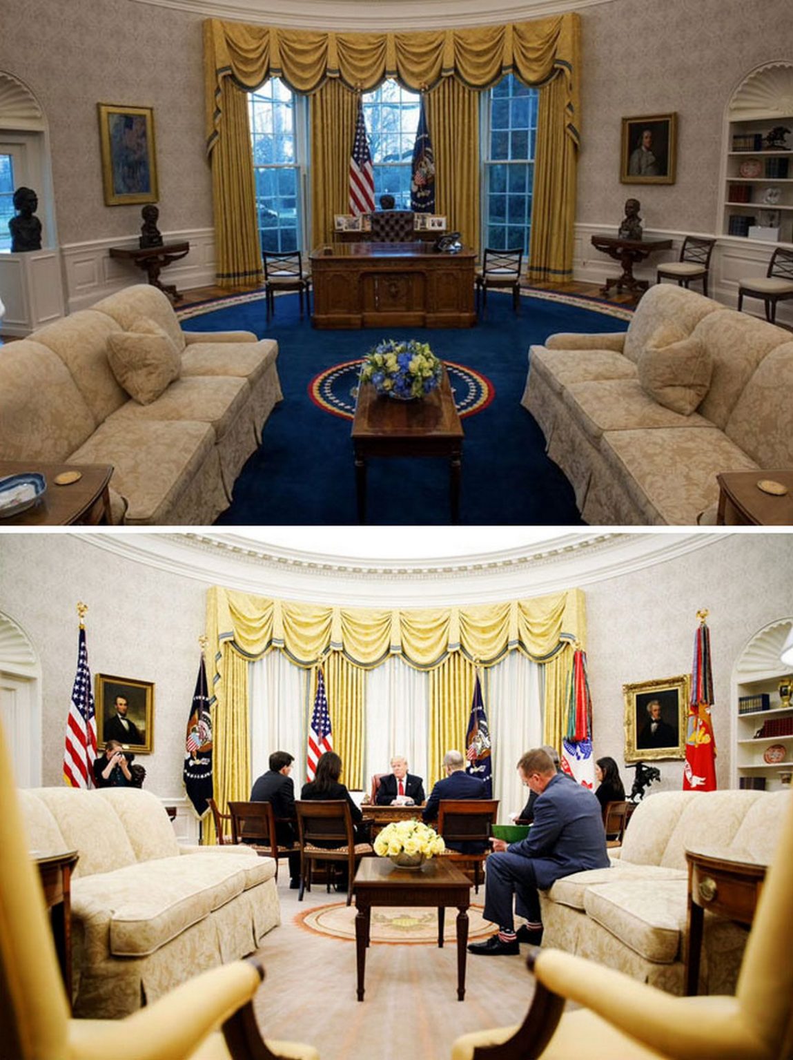 18 photos qui montrent les différences entre le Bureau ovale de Biden ...